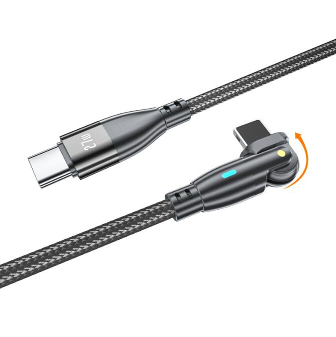 JLC Right Angled Type C (Male) to Lightning (Male) Braided Cable – Non ...