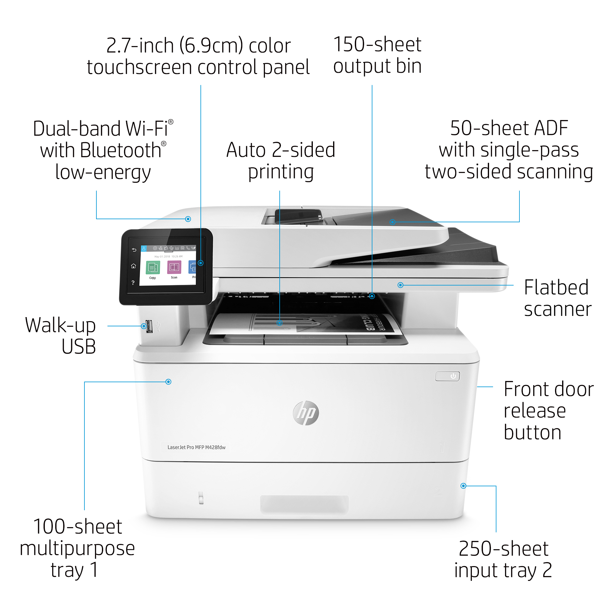 HP LaserJet Pro MFP M428fdw, Print, Copy, Scan, Fax, Email, Scan to ...