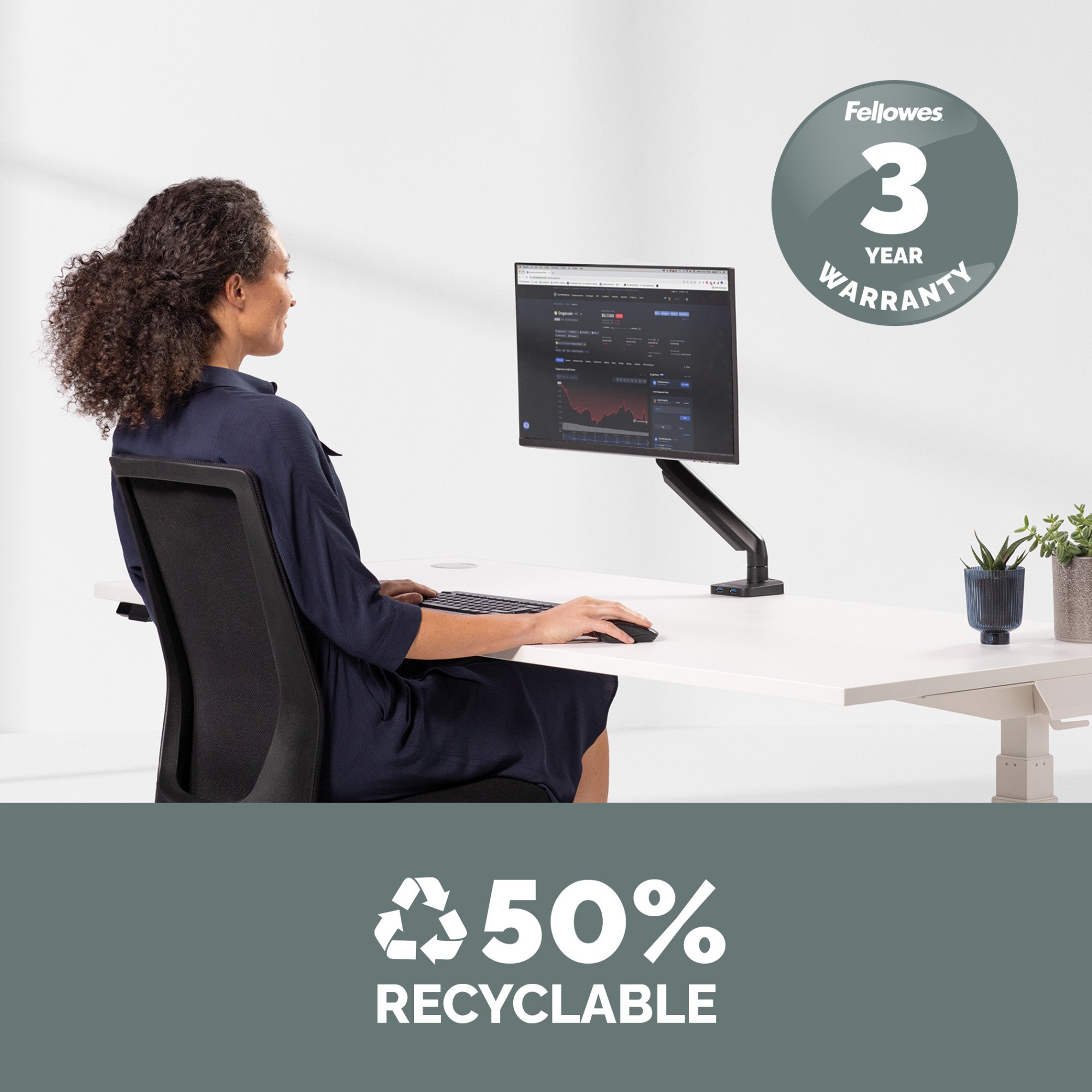 Fellowes Platinum Series Monitor Arm - Monitor Mount for 8KG 32 Inch ...