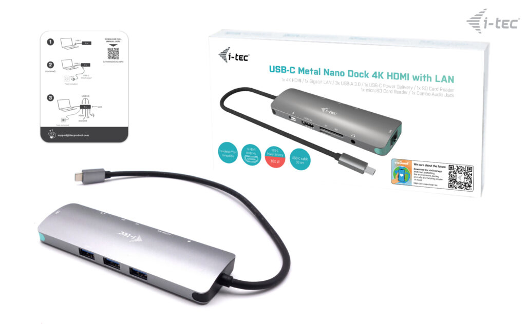 i-tec Metal USB-C Nano Docking Station 4K HDMI LAN + Power Delivery 100 ...