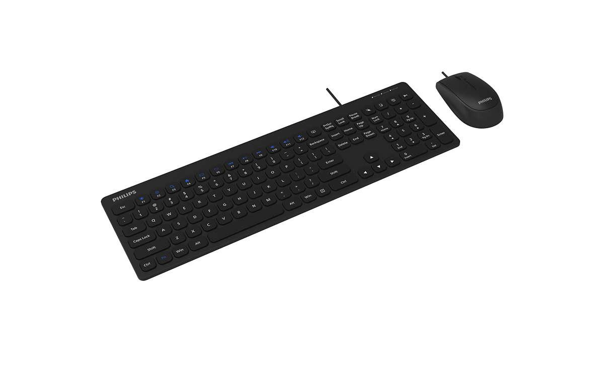 Philips 2000 series SPT6207BL/40 keyboard Mouse included USB QWERTY ...