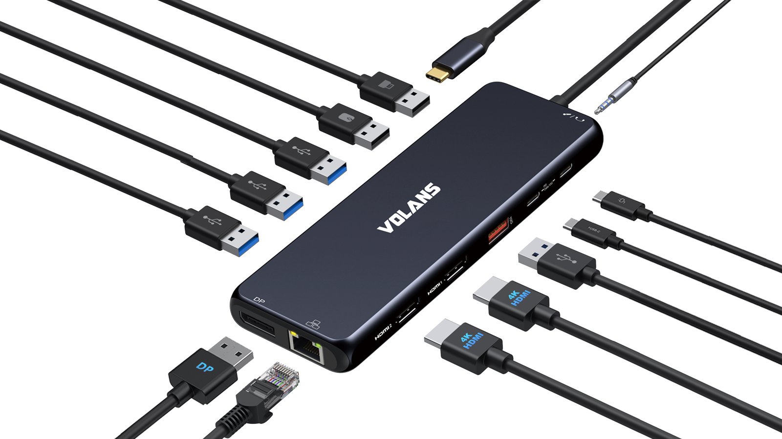 Volans VL-UCH2P interface hub USB Type-C Black, 2 in distributor ...