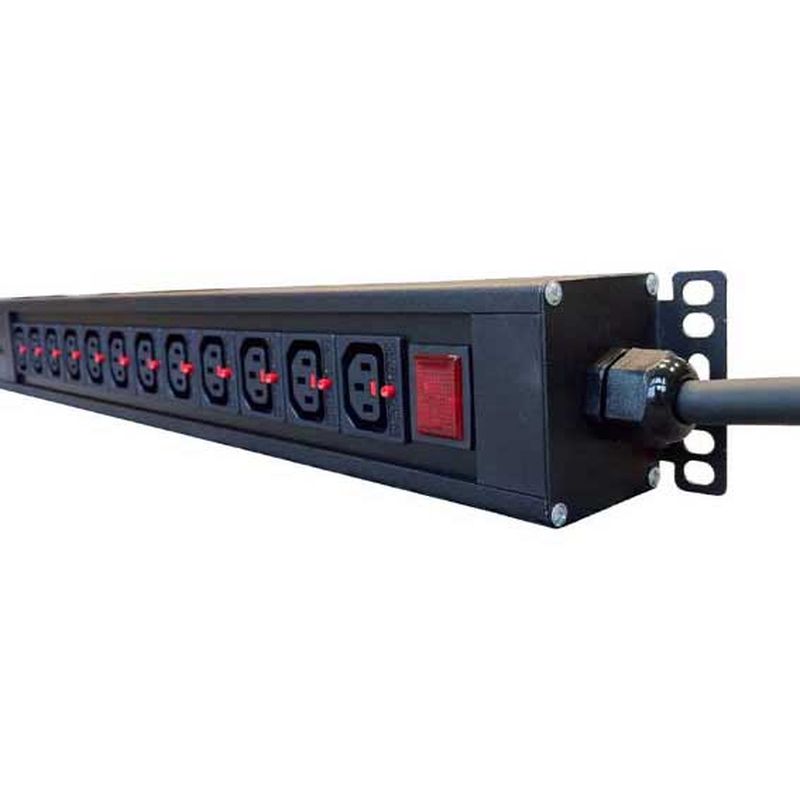 POWERDATA 12 WAY 19 INCH PDU Locking IEC C13 TO 13A PLUG - HORIZONTAL, 0 in distributor ...