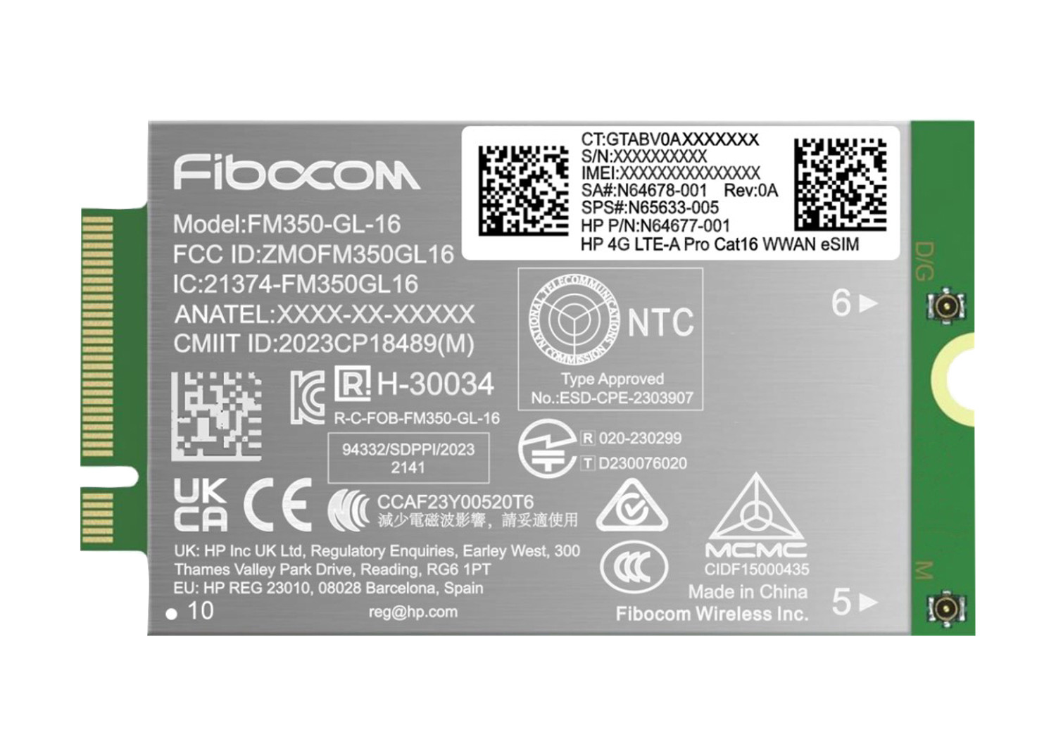 HP 4G LTE-A Pro Cat16 WWAN interface cards/adapter