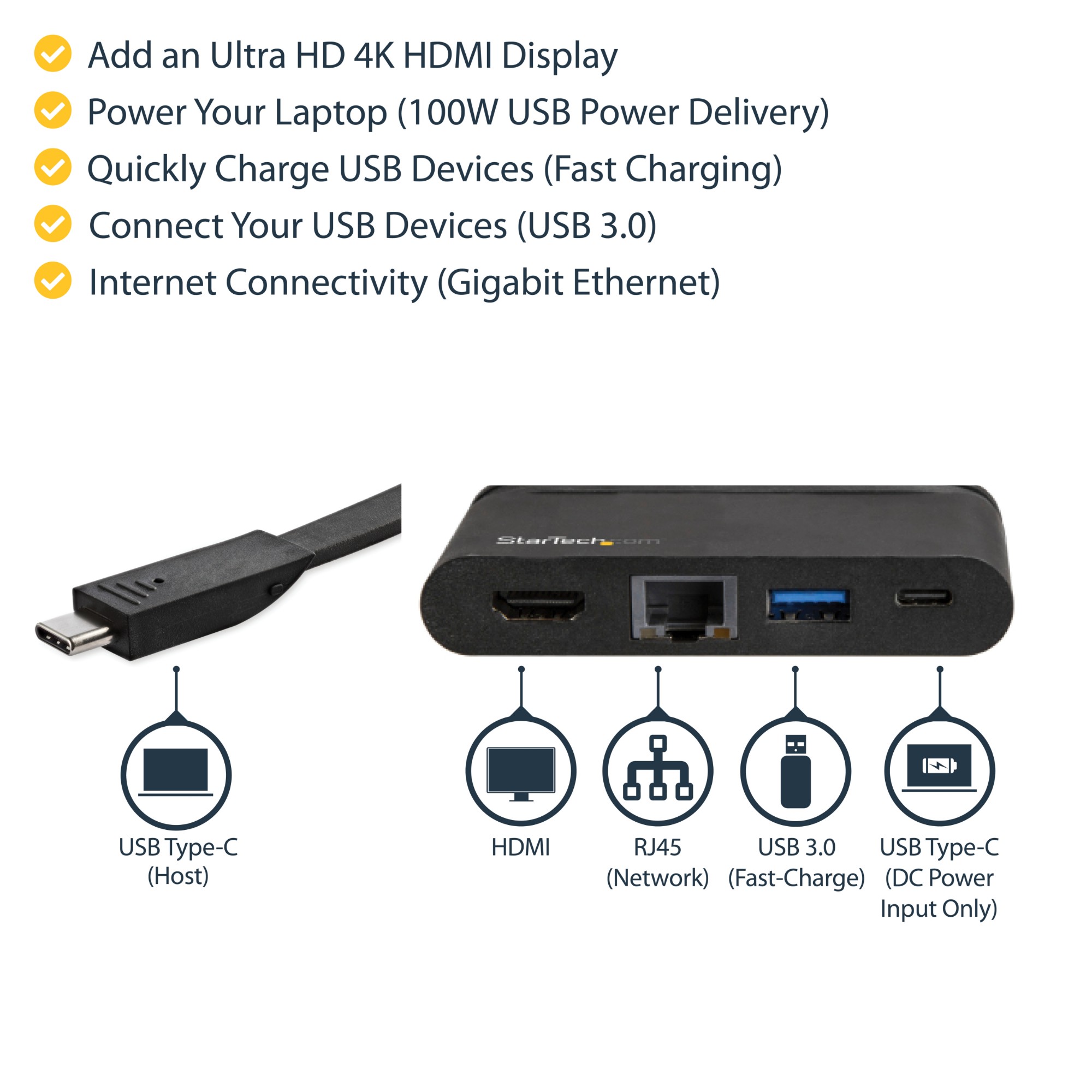 StarTech.com USB C Multiport Adapter - Portable USB-C Dock with 4K HDMI ...
