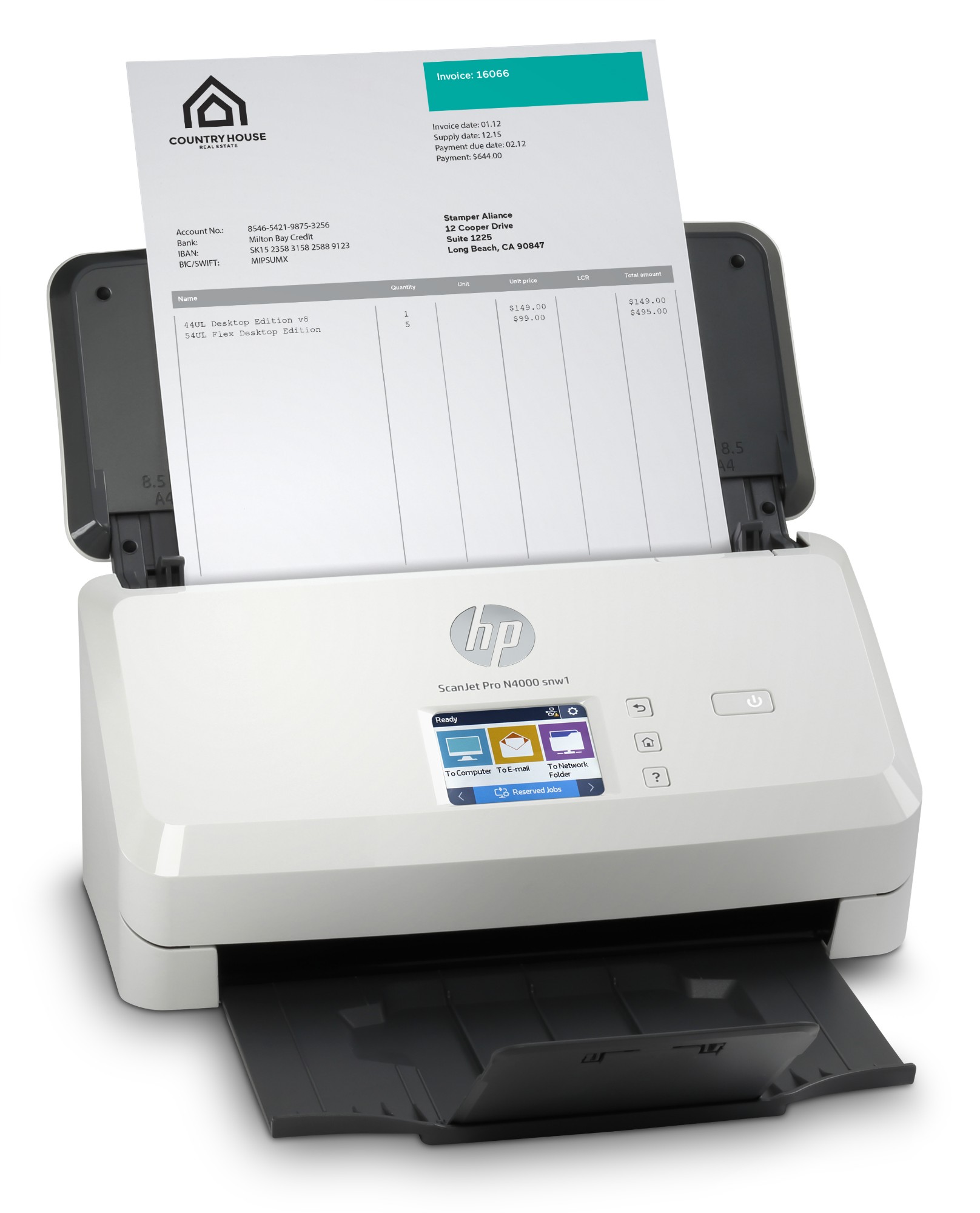 HP Scanjet Pro N4000 snw1 Sheet-fed scanner 600 x 600 DPI A4 Black ...
