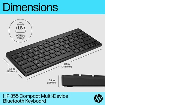 HP 355 Compact Multi-Device Bluetooth Keyboard, 0 in distributor ...