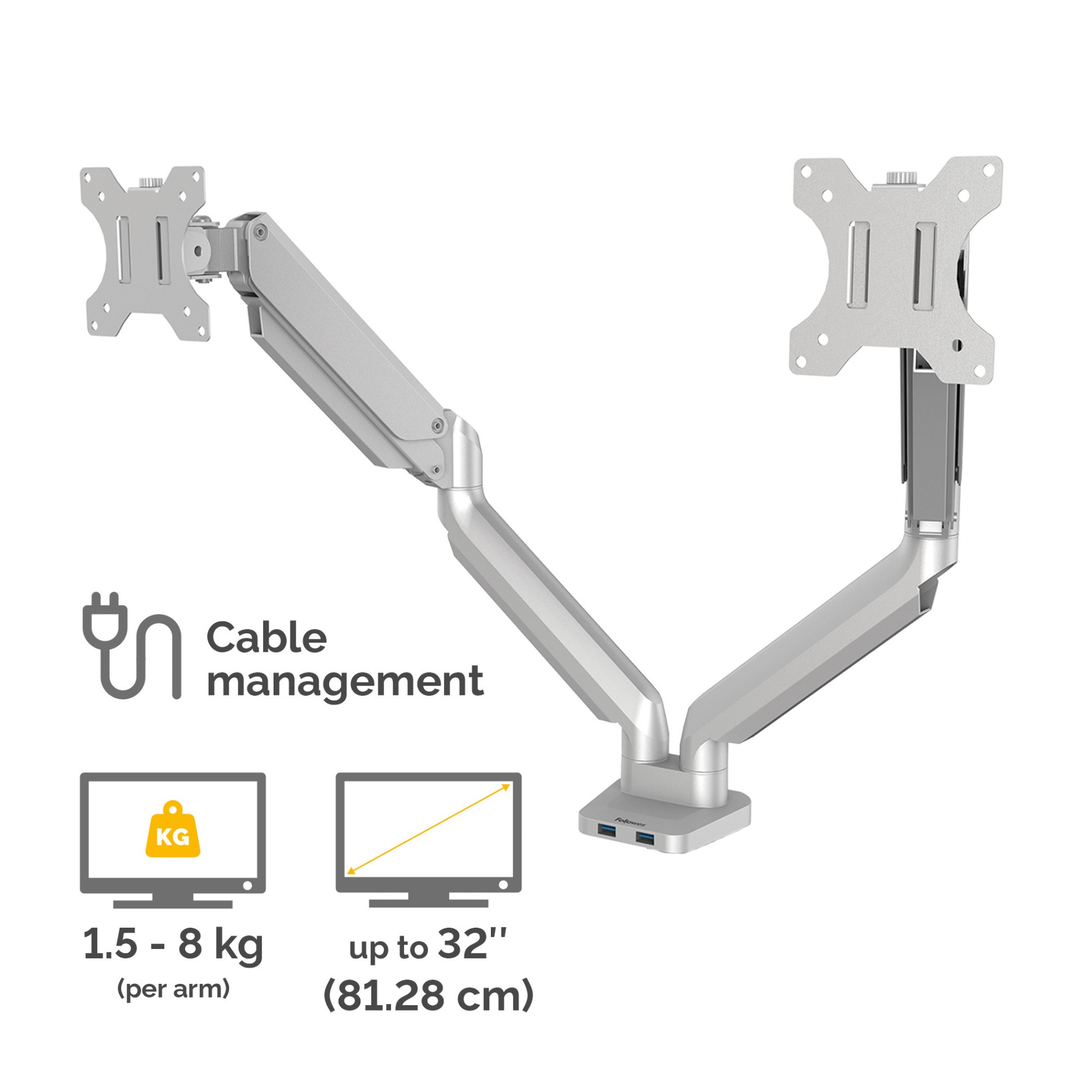 Fellowes Platinum Series Dual Monitor Arm - Monitor Mount for Two 8KG ...
