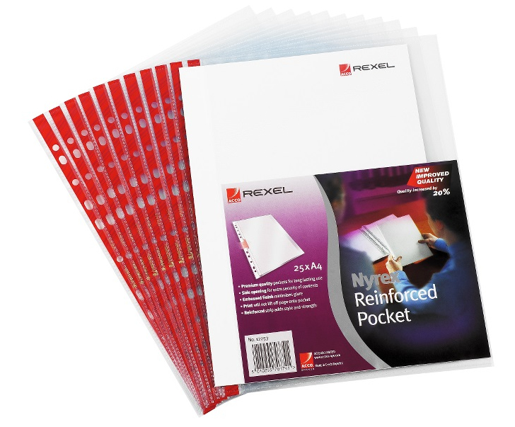 Rexel Nyrex™ Reinforced Side Opening A4 Pocket Clear (25), 146 in ...