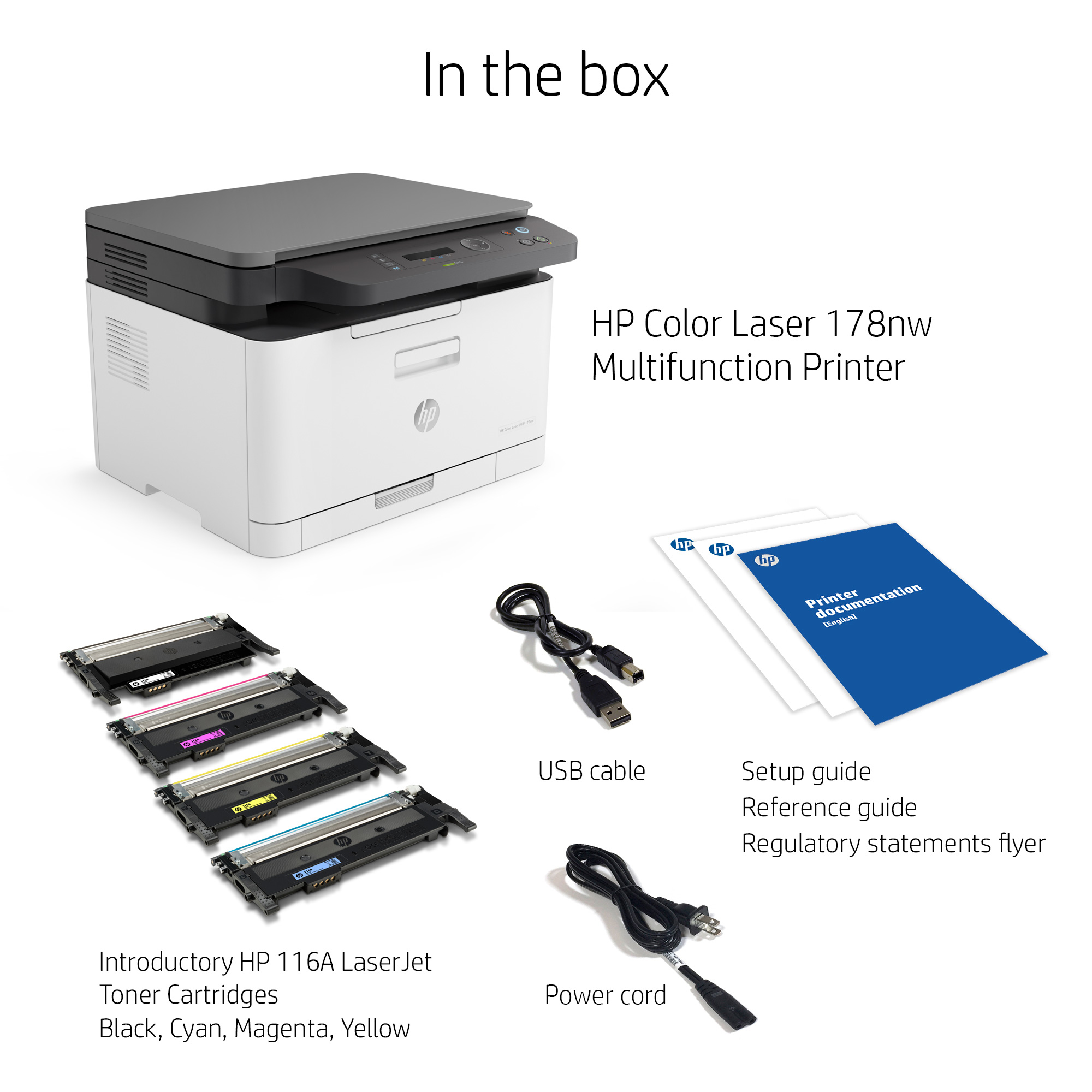 HP Color Laser MFP 178nw, Print, copy, scan, Scan to PDF, 44 in ...