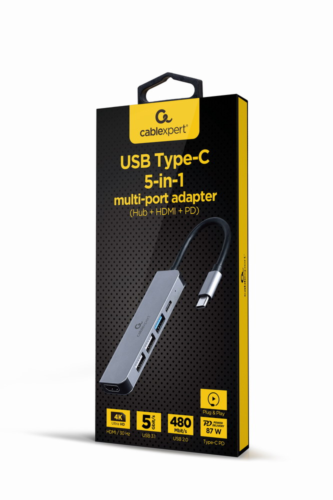 A-CM-COMBO5-03 GEMBIRD USB Typ-C 5-in-1 Multi-Port-Adapter