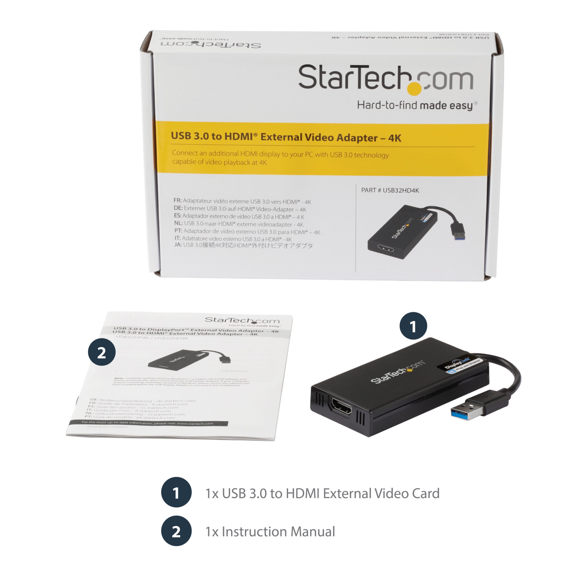 StarTech.com USB 3.0 to HDMI Adapter - 4K 30Hz Ultra HD - DisplayLink ...