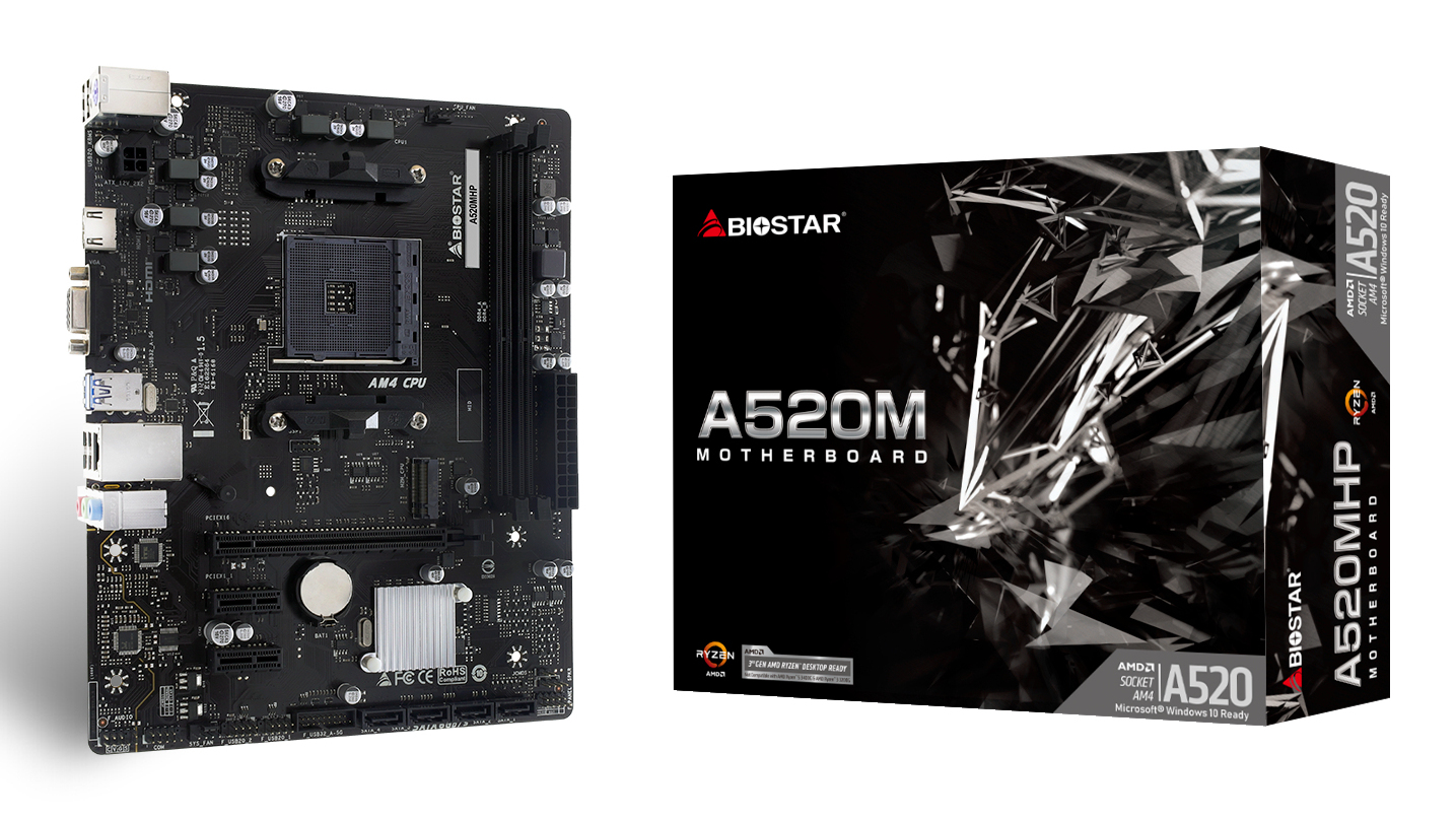 Biostar A520MHP motherboard AMD A520 Socket AM4 micro ATX, 33 in ...