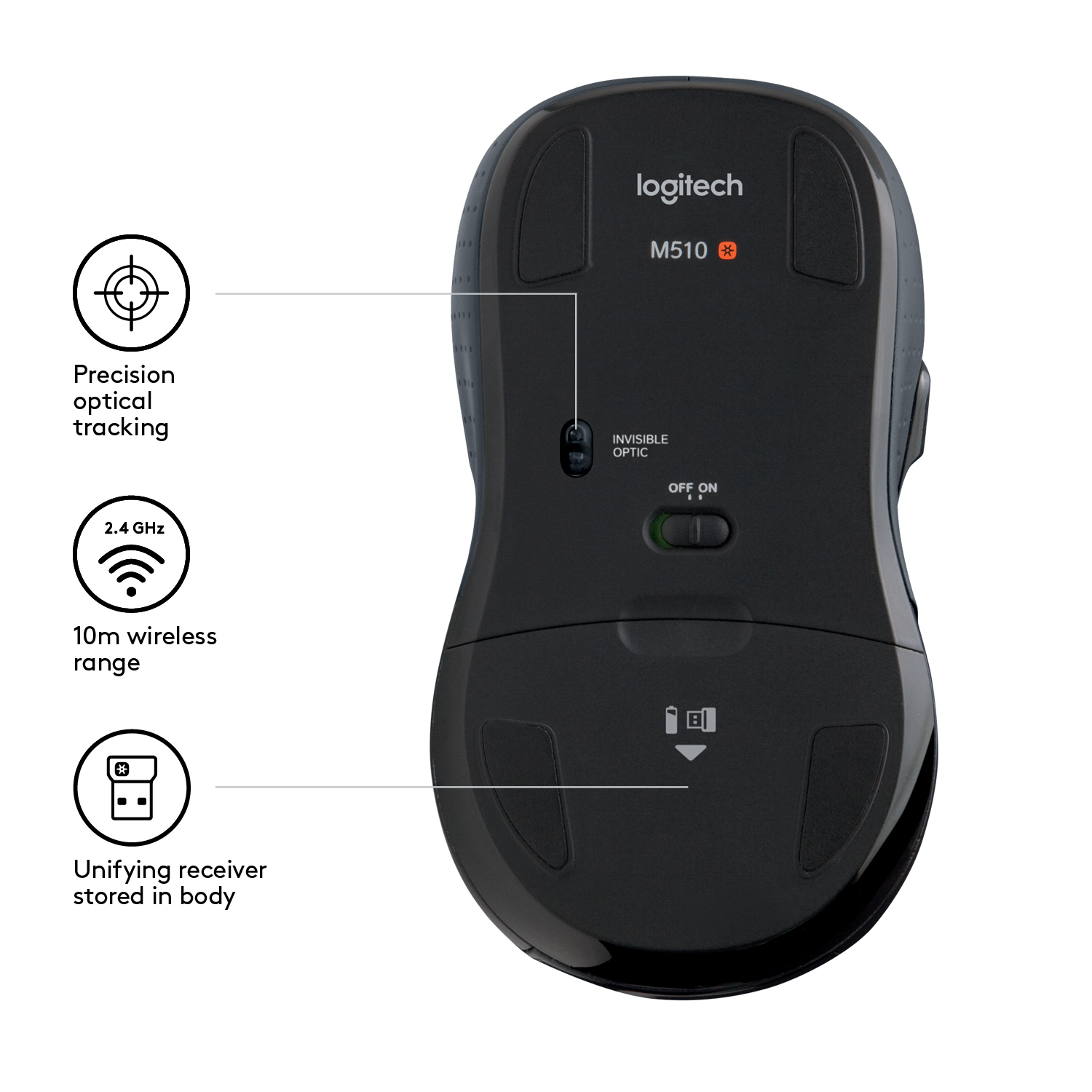 Logitech M510 mouse RF Wireless Laser, 443 in distributor/wholesale ...