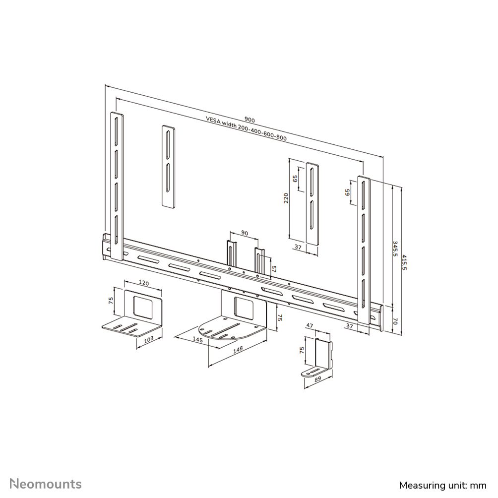 Neomounts AV50-500BL PTZ/UC camera shelf kit 43-110" - VESA - max 5 kg ...