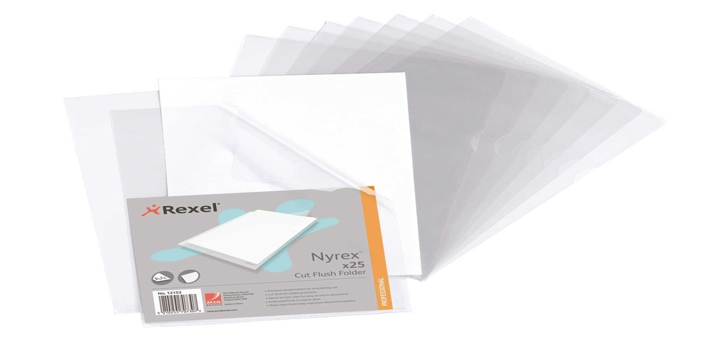 Rexel Nyrex™ A4 Cut Flush Folders Clear (25), 84 in distributor ...