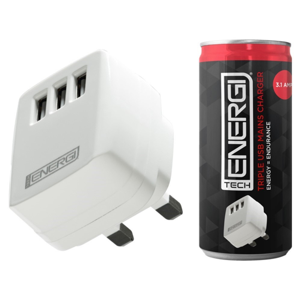 Tech Energi Triple USB Mains Charger 3.1Amp - White, 73 in distributor ...