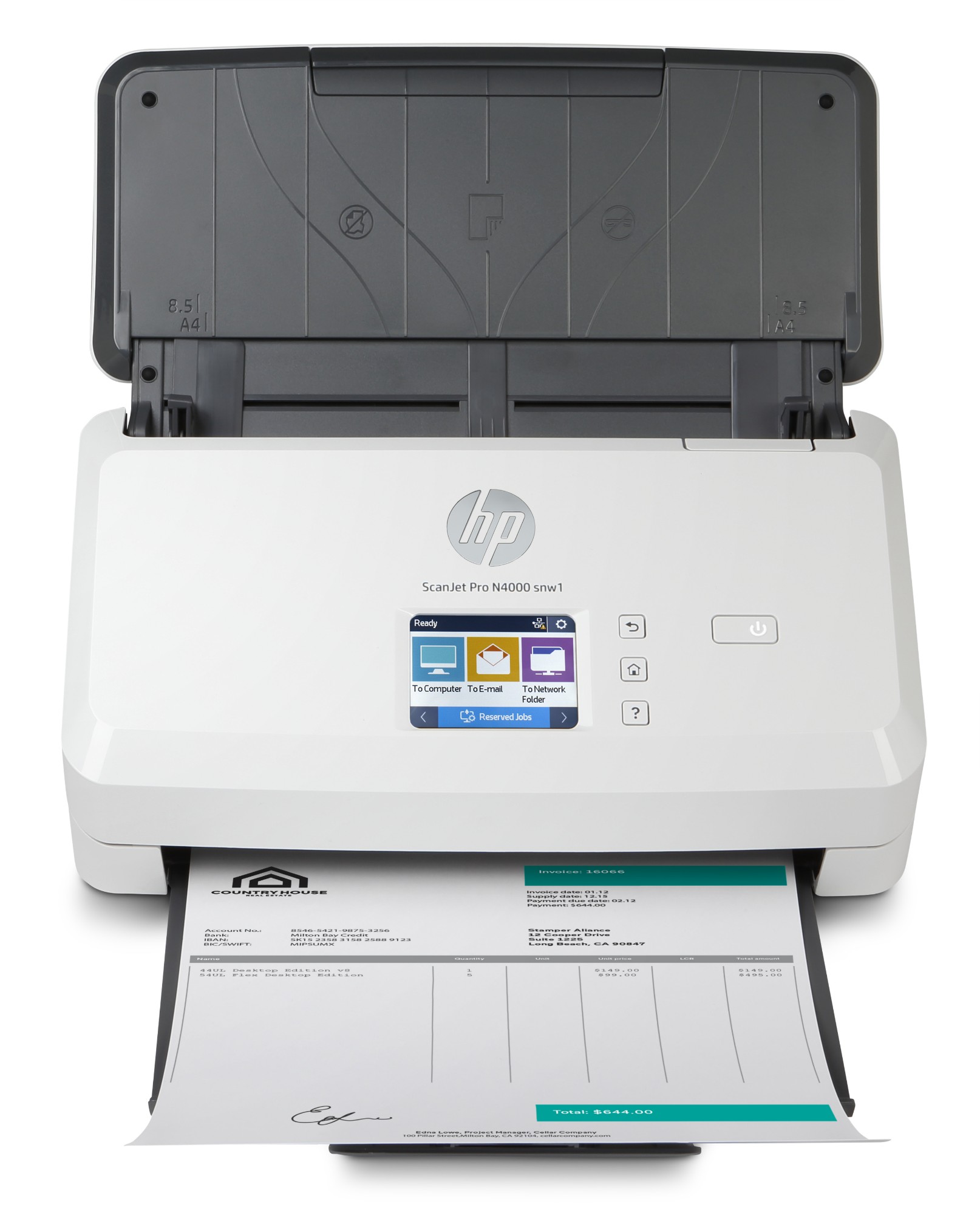 HP Scanjet Pro N4000 snw1 Sheet-fed scanner 600 x 600 DPI A4 Black ...