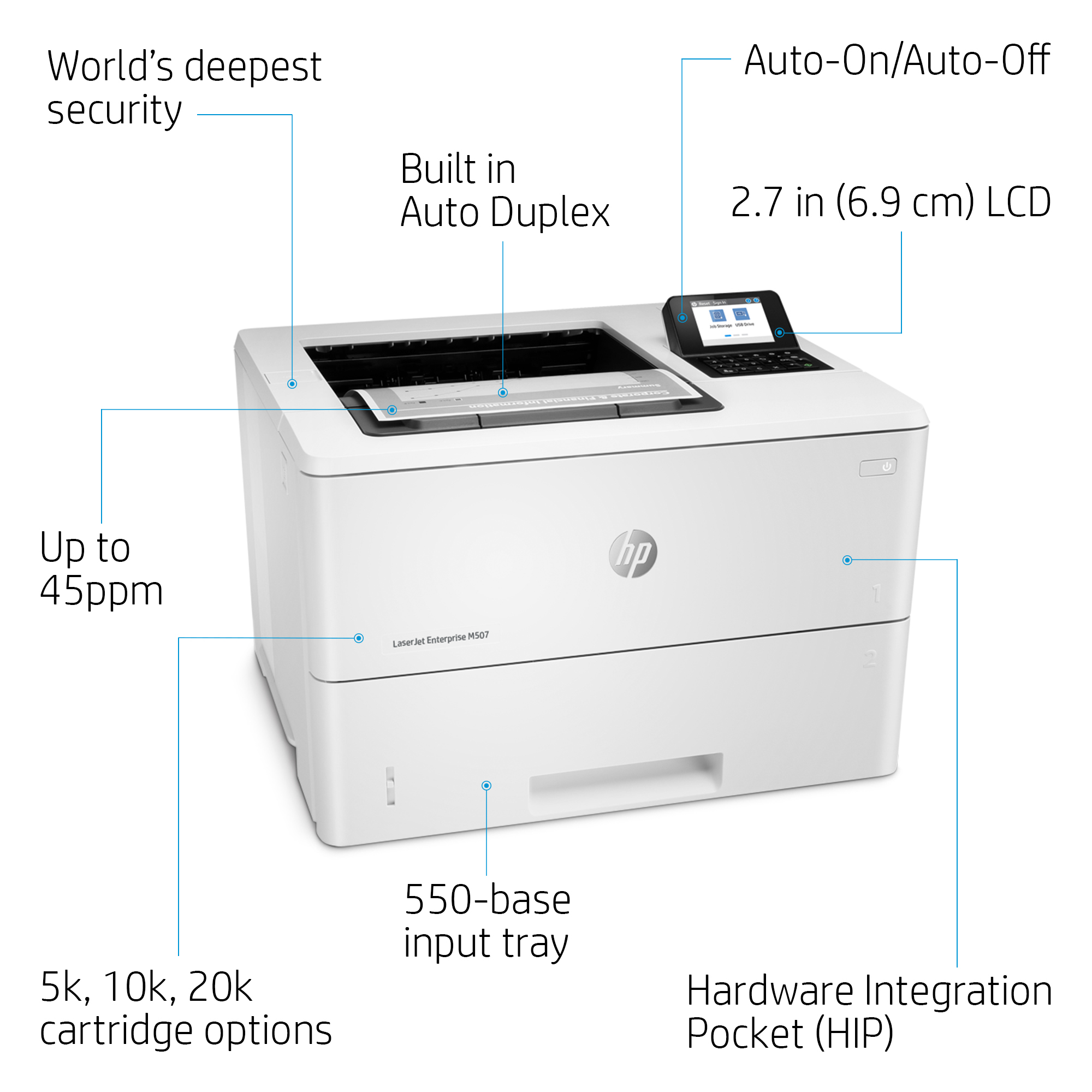 HP LaserJet Enterprise M507dn, Print, Two-sided printing, 87 in ...