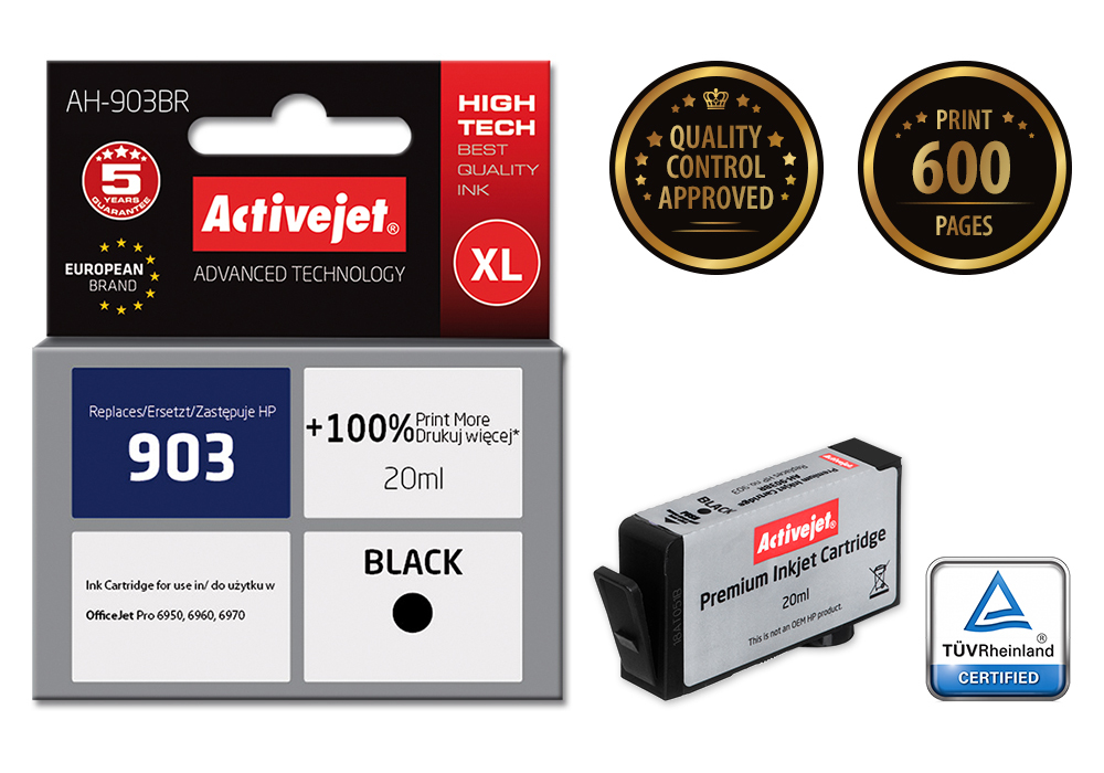 Activejet AH-903BR ink (replacement for HP 903 T6L99AE; Premium; 20 ml ...